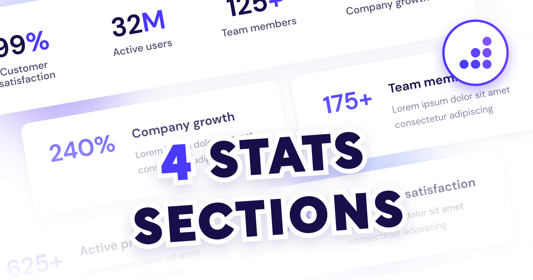 4 Stats Sections Webflow Cloneable Template - BRIX Templates