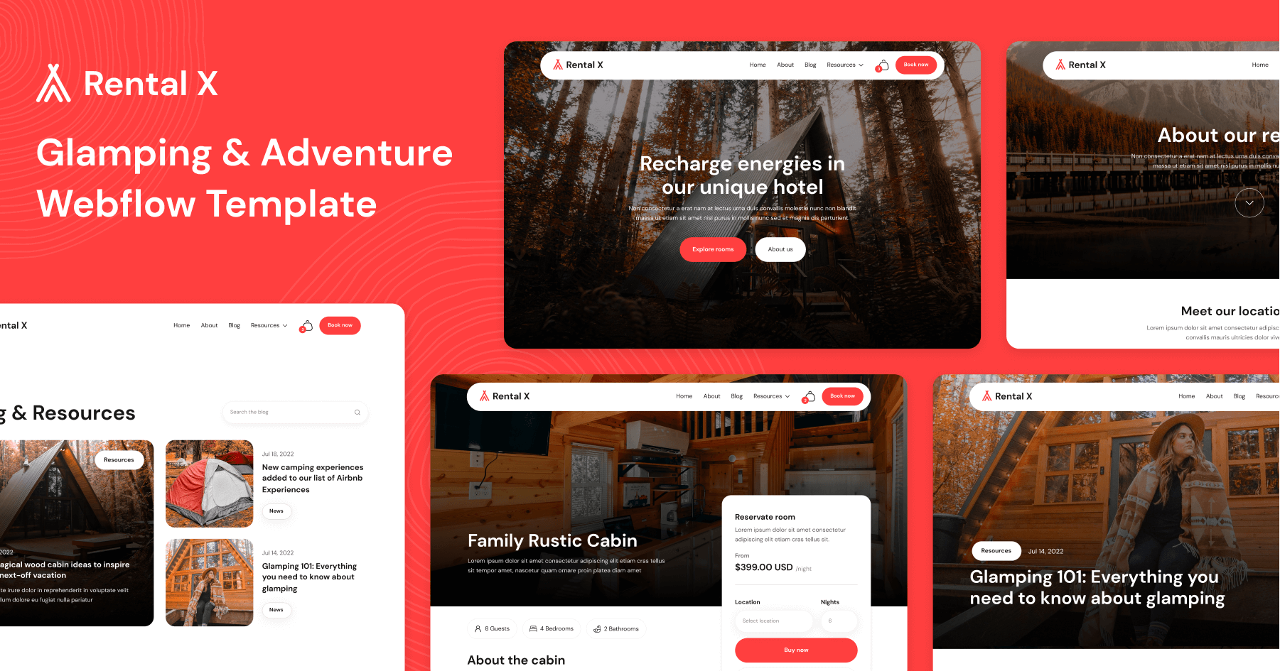 Hostel, Hotel & Airbnb Webflow Template - Rental X | BRIX Templates