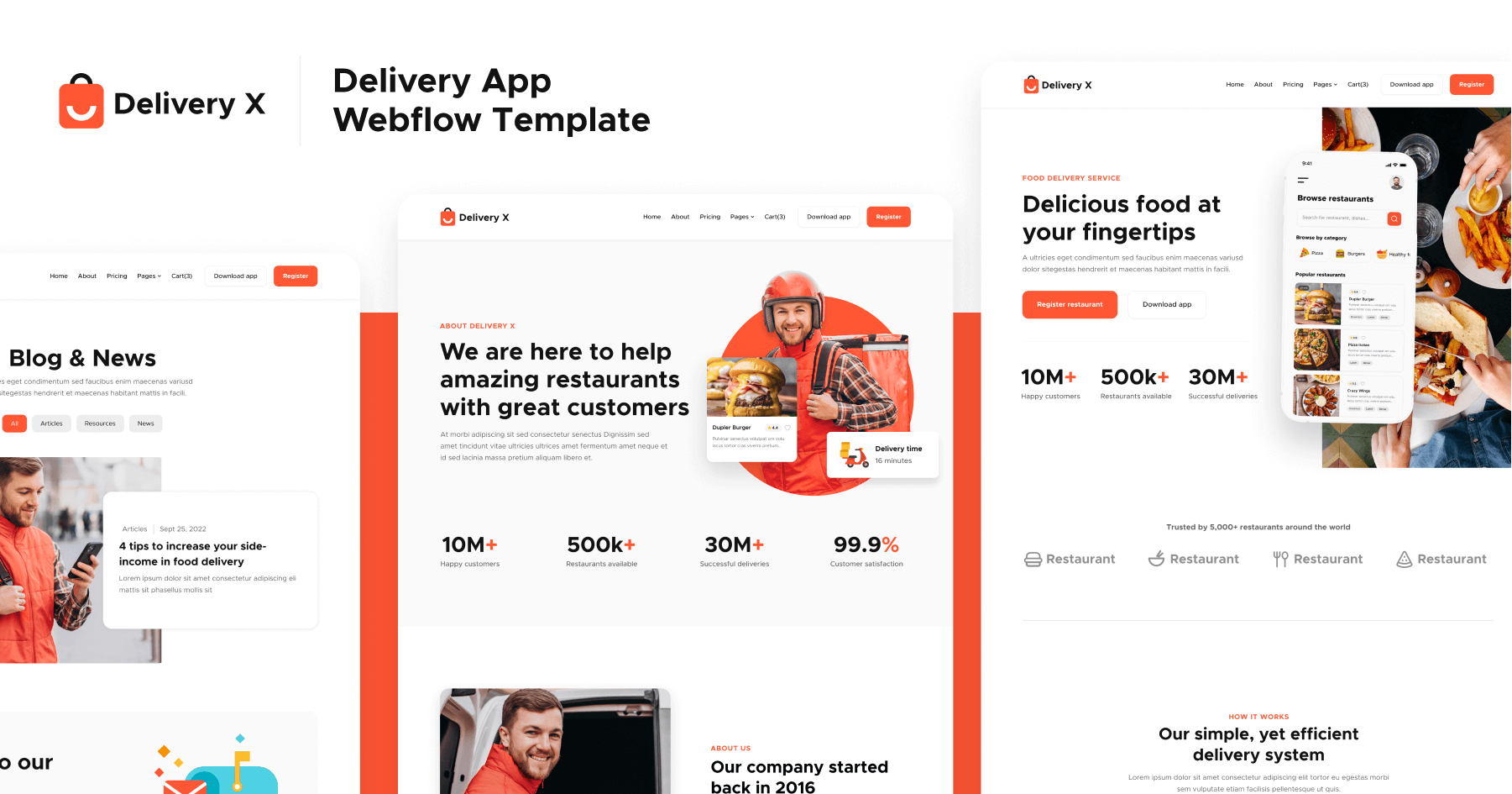 Delivery App Startup Webflow Template - Deliver X | BRIX Templates
