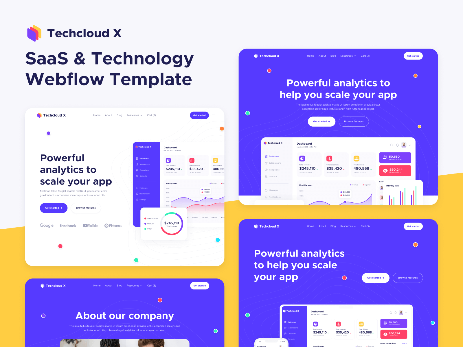 Modern Colorful SaaS Webflow Template Tech X BRIX Templates