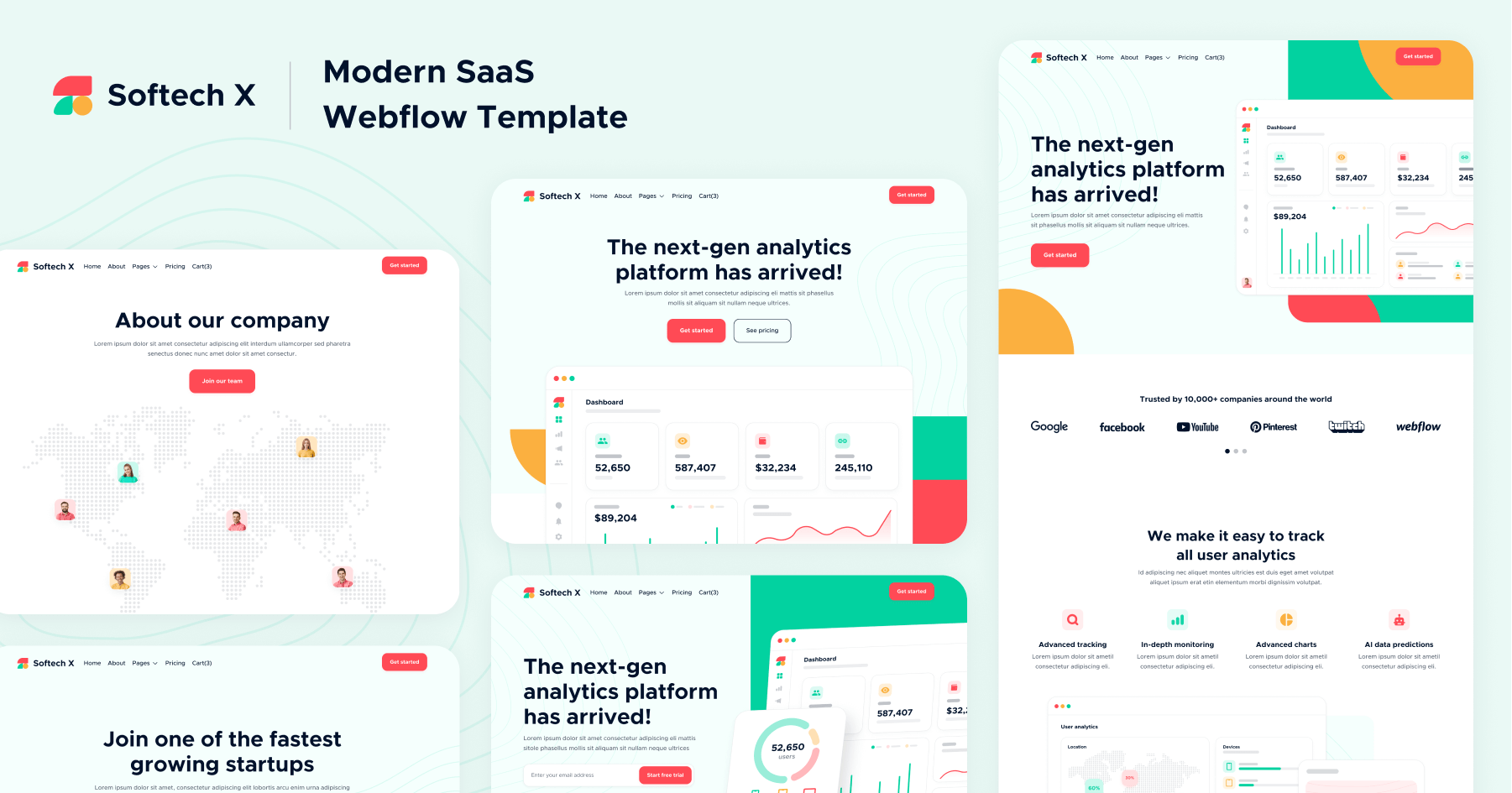 Modern SaaS Webflow Template Softech X BRIX Templates
