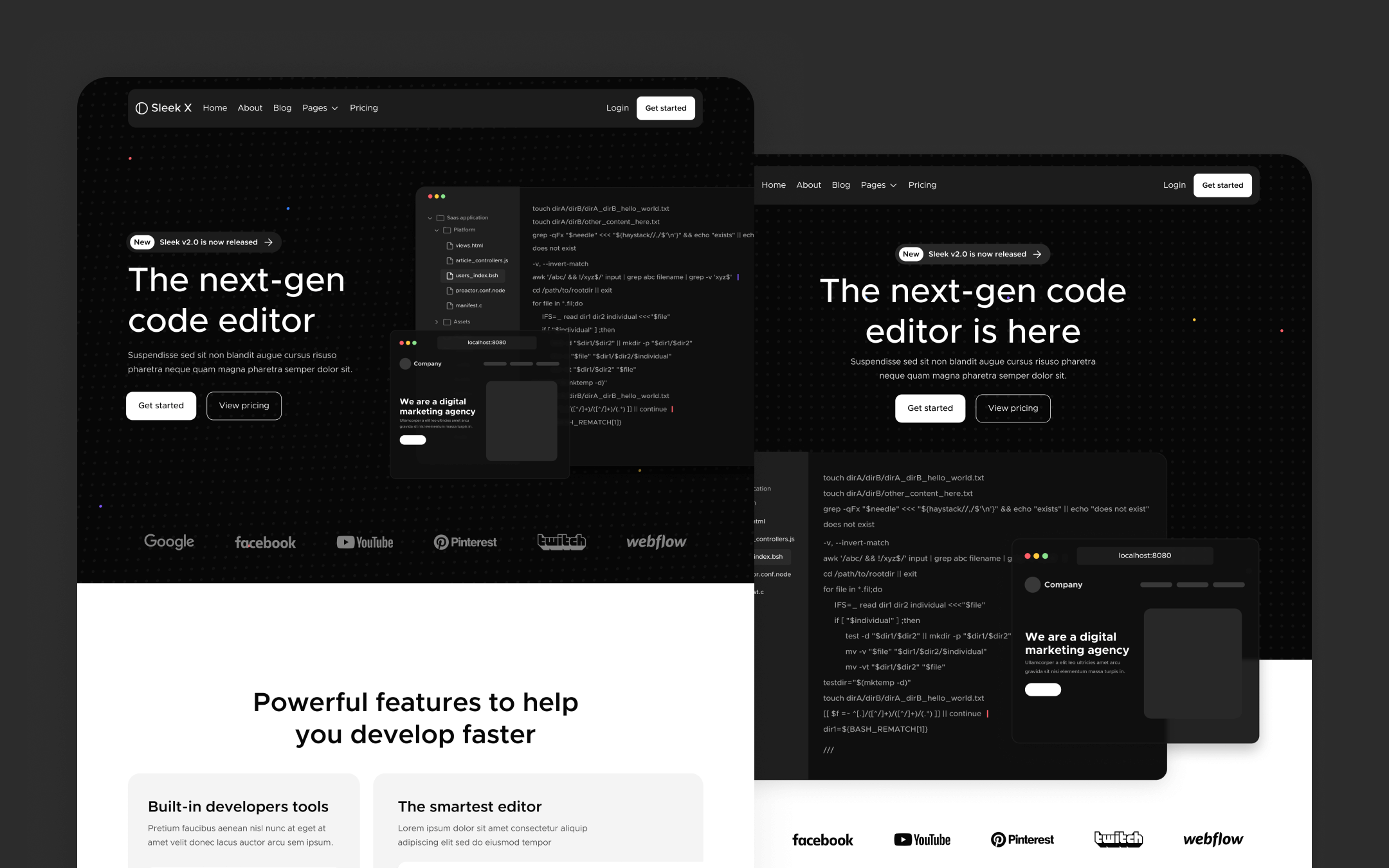 Dark Mode SaaS Webflow Template Sleek X BRIX Templates