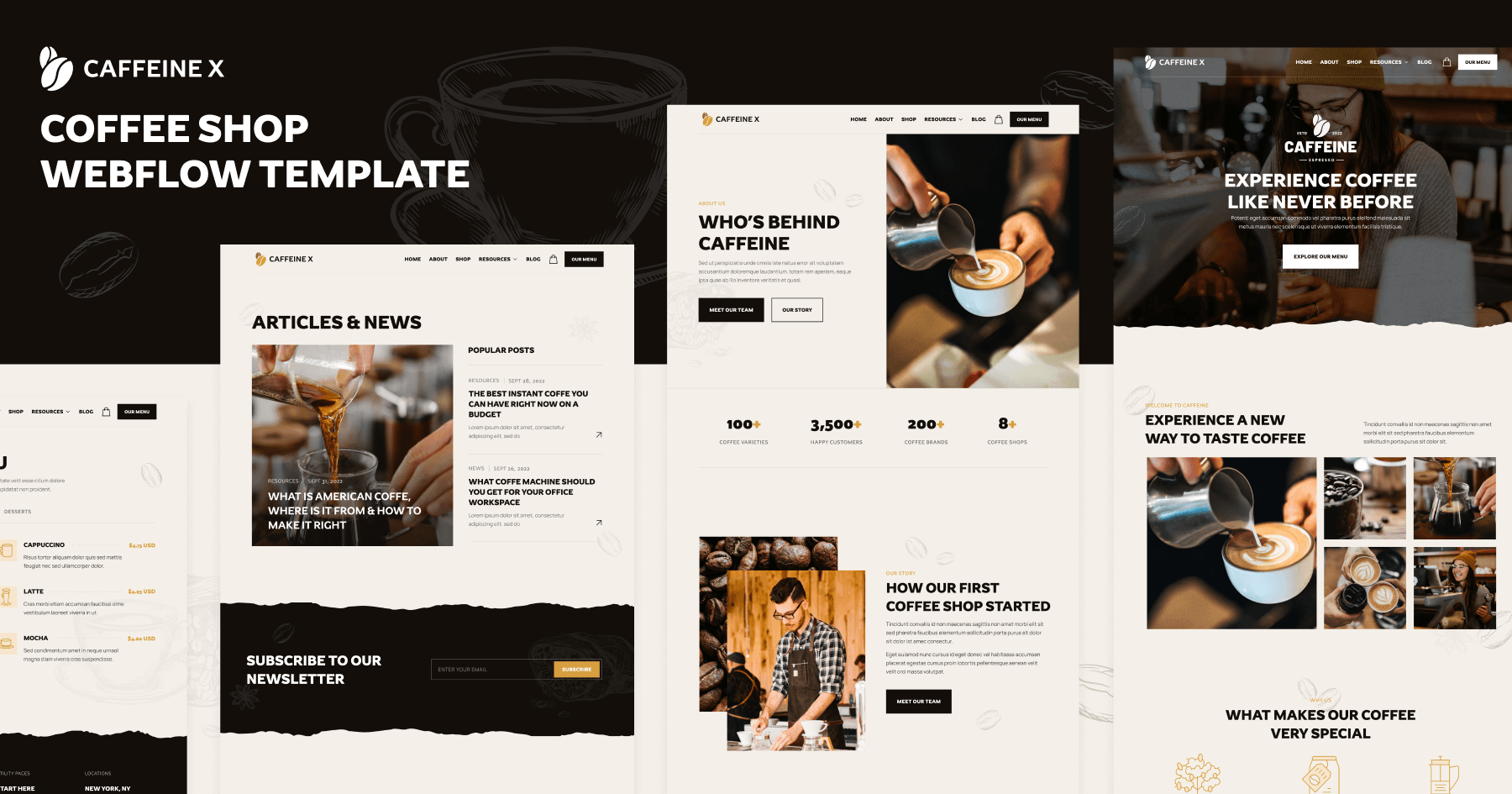 Coffee Shop Webflow Template - Caffeine X | BRIX Templates