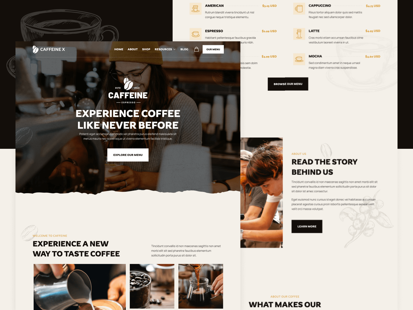 Coffee Shop Webflow Template - Caffeine X | BRIX Templates