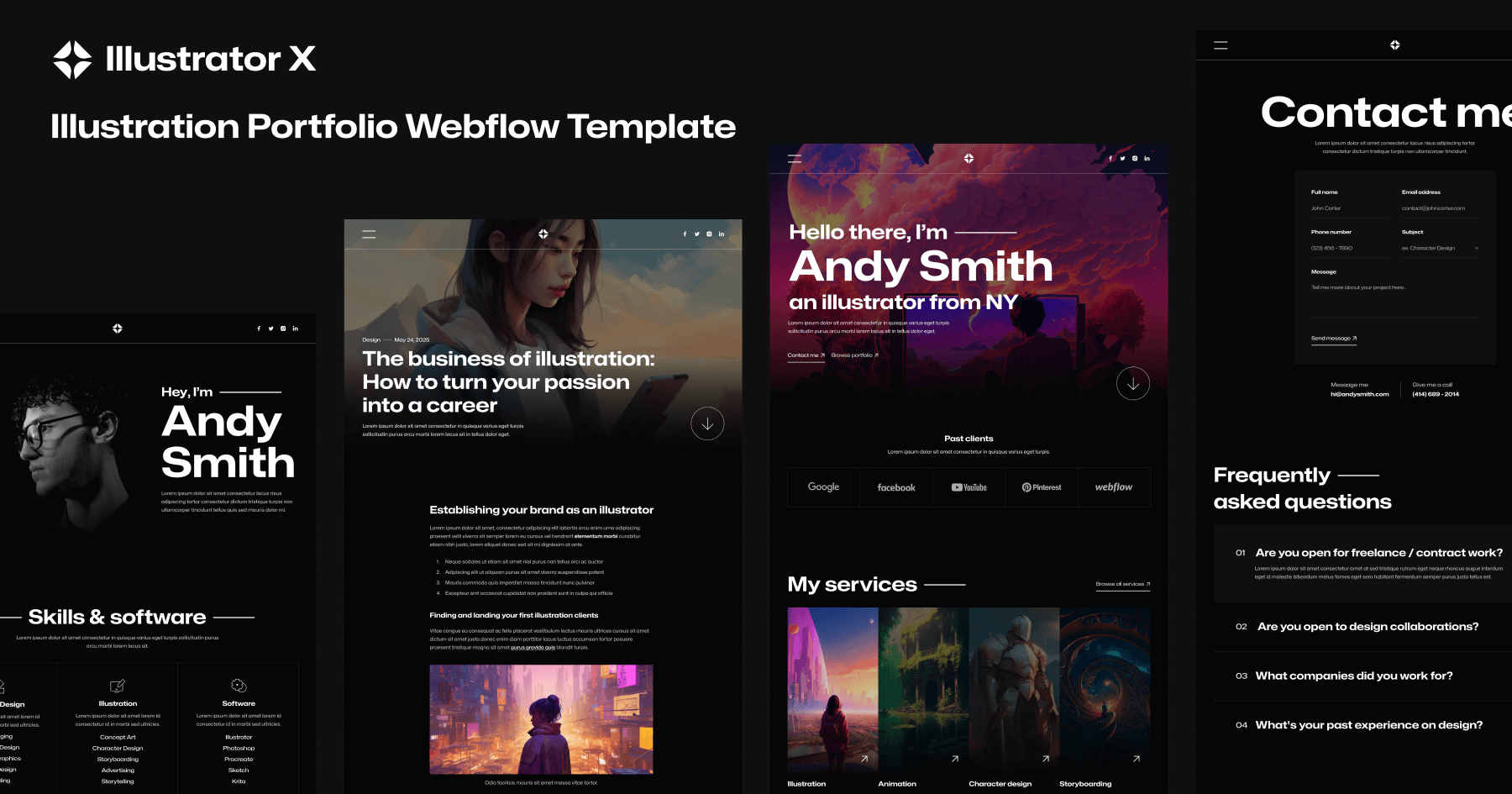 Illustration Portfolio Webflow Template - Illustrator X | BRIX Templates