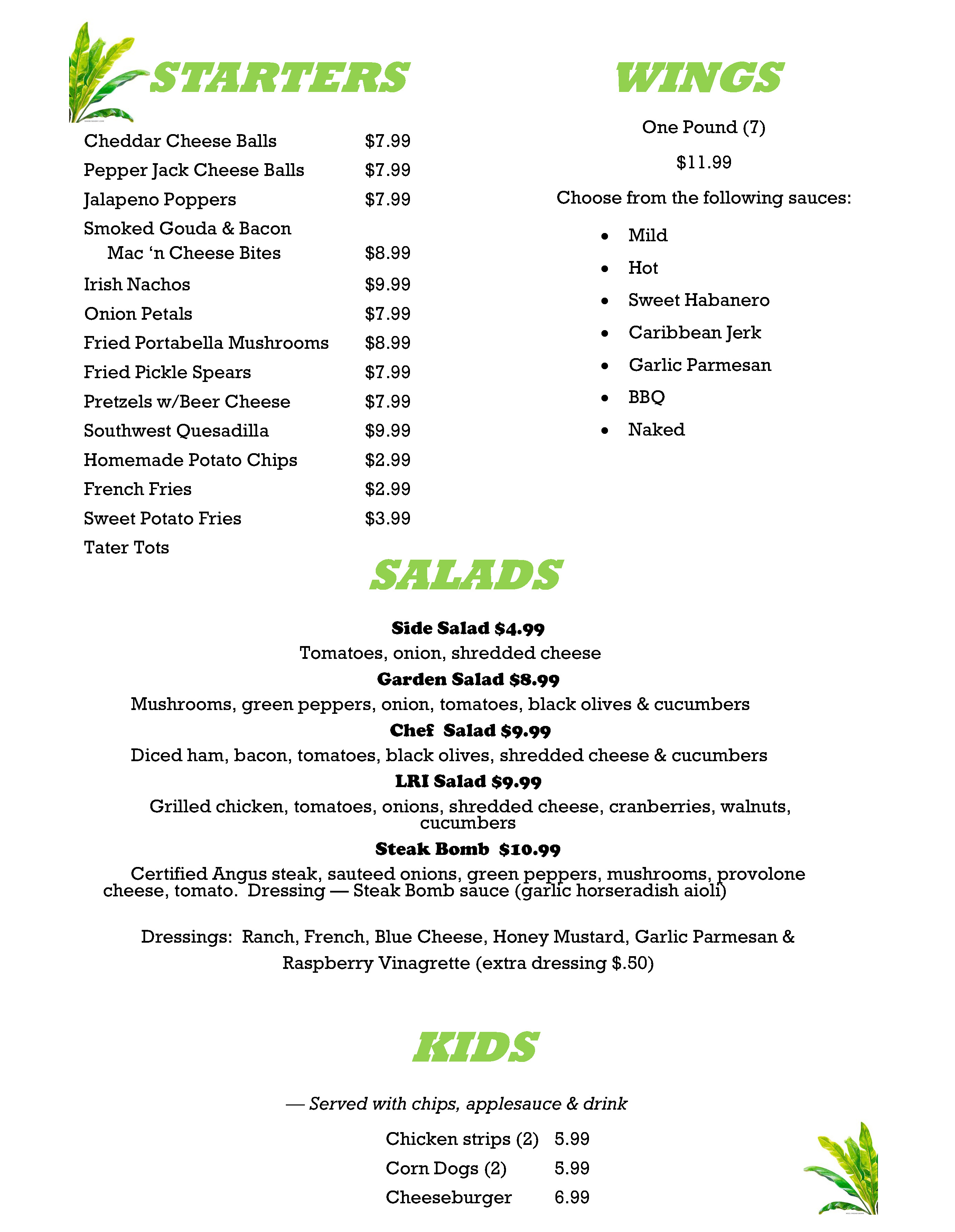 Lake Road Inn | Our Menu