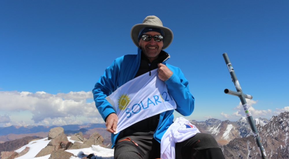 Solar 21 flag summits Mount Bonete with Derek Mahon