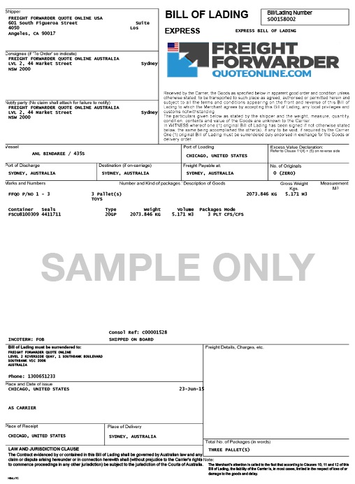 Bill Of Lading Bookairfreight Shipping Terms Glossary
