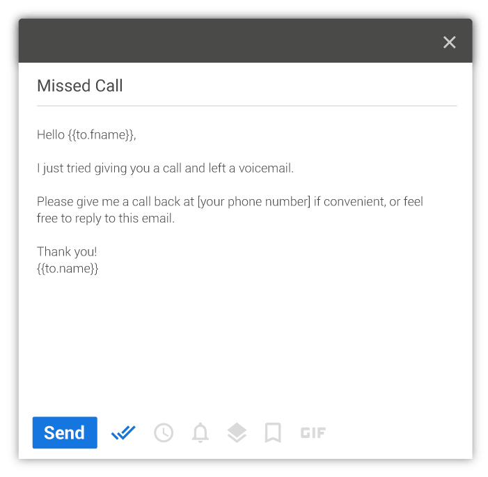 Missed Call Email Template Missed Call Email Template
