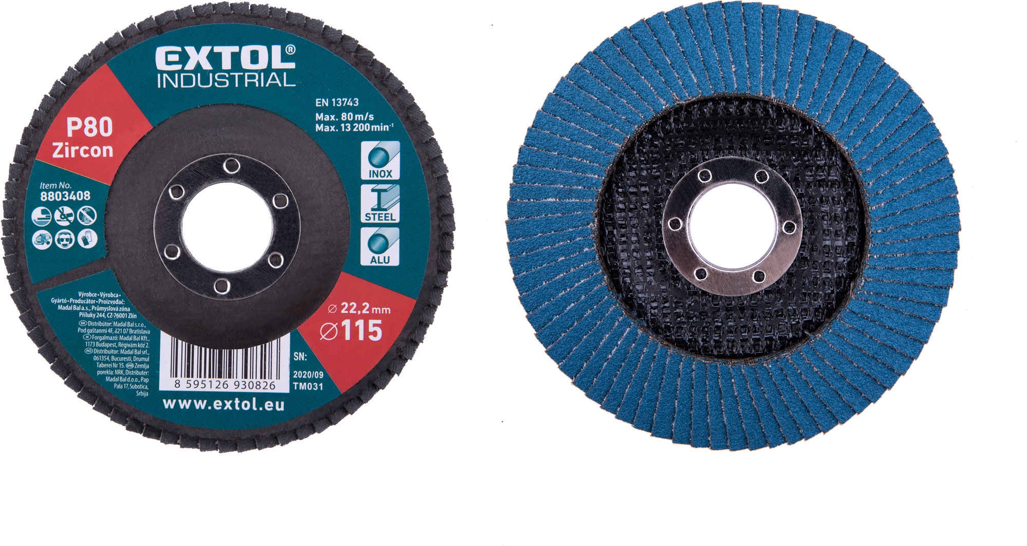 Abrasive flap disc, inclined, 115mm P80, zirconium