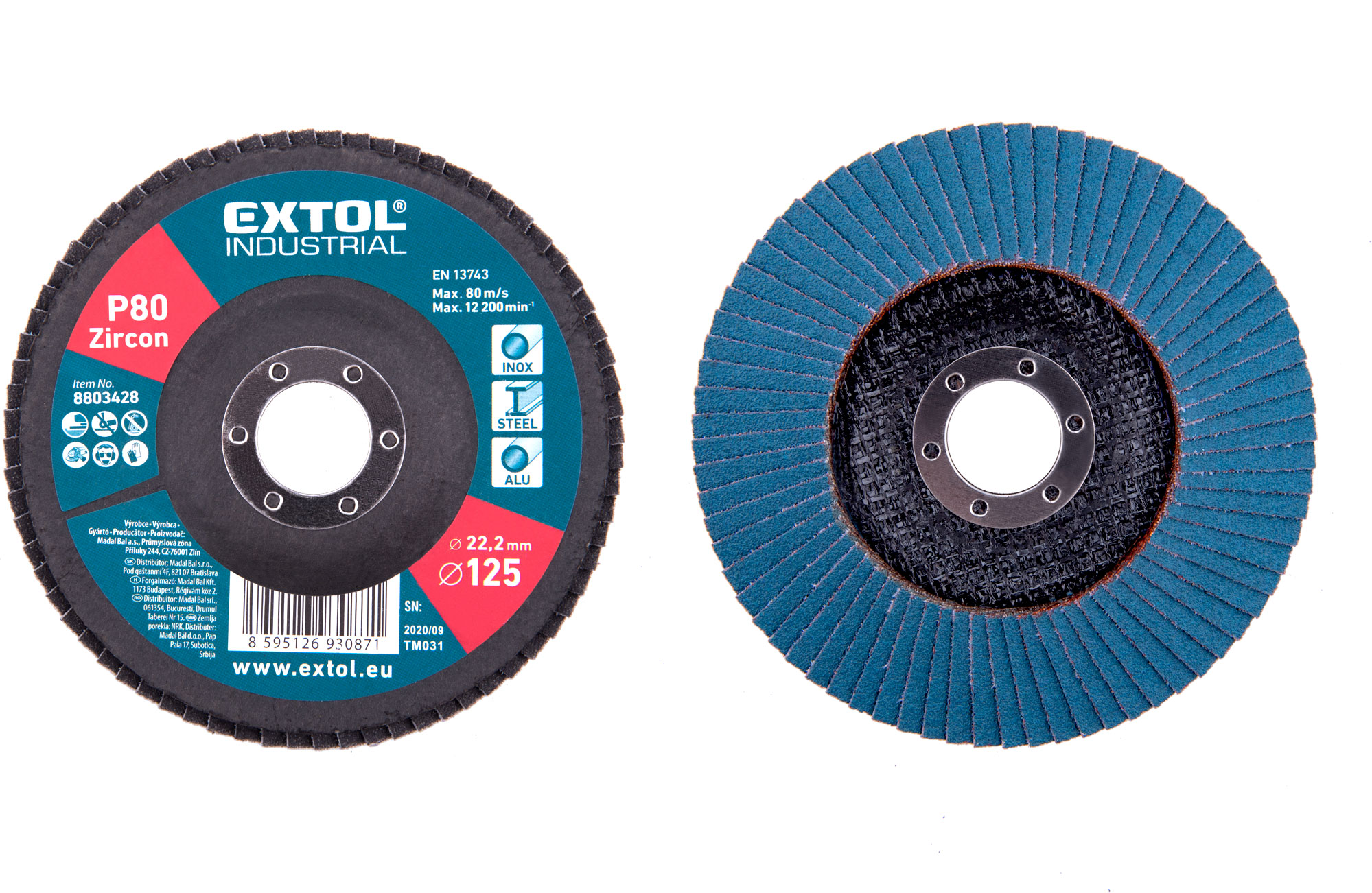 Abrasive Flap disc, inclined, 125mm P80, zirconium