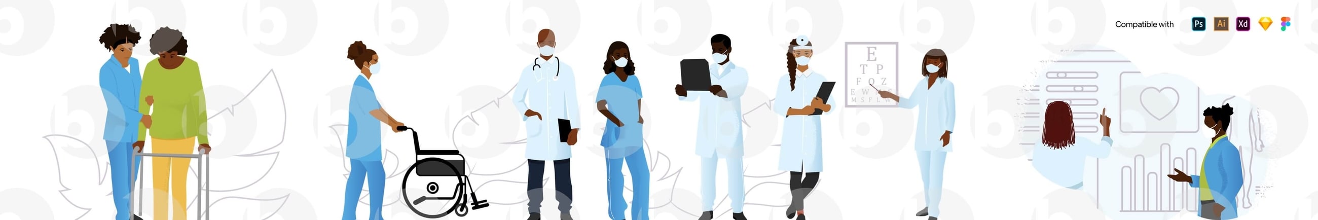 The Ultimate Healthcare Illustration Pack | Black Illustrations