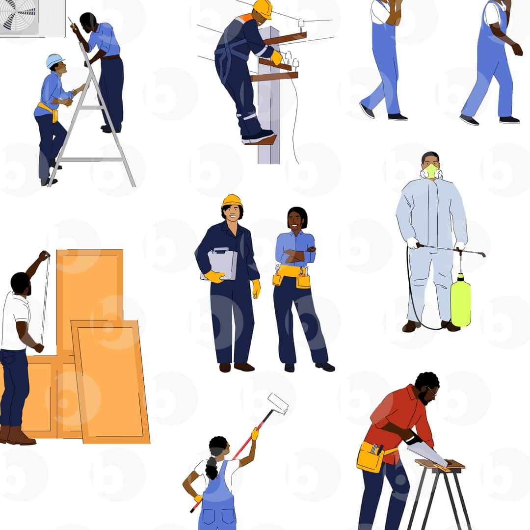 The Trades Pack | Black Illustrations