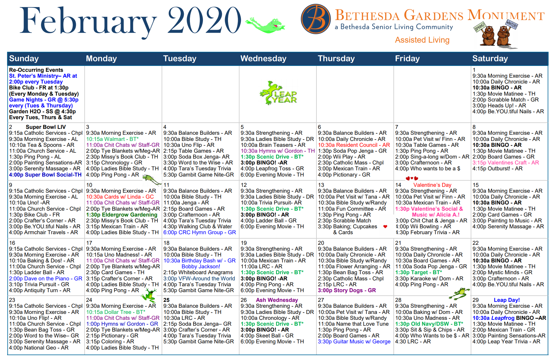 Senior Center Events Calendar Printable Templates 2023