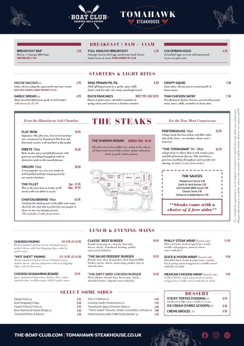 View Menus | The Boat Club, Durham - Cocktail Bar & Restaurant