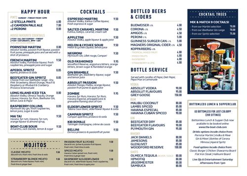 View Menus | The Boat Club, Durham - Cocktail Bar & Restaurant