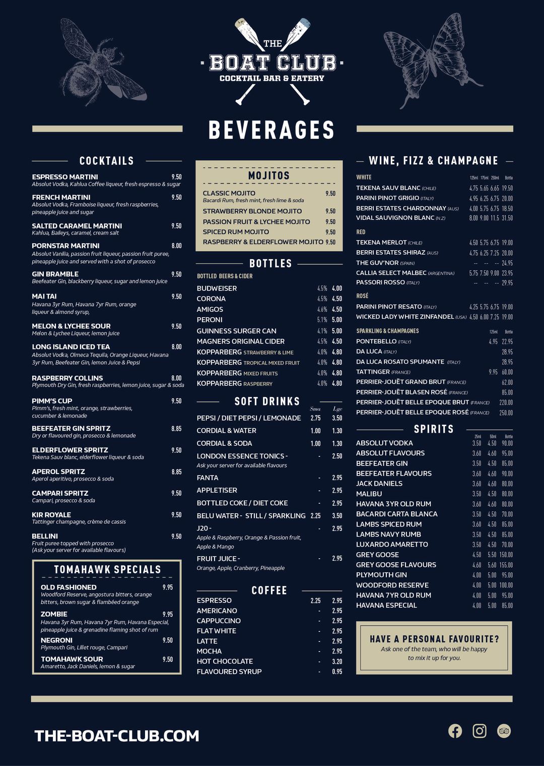 View Menus | The Boat Club, Durham - Cocktail Bar & Restaurant