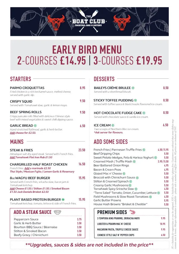 View Menus | The Boat Club, Durham - Cocktail Bar & Restaurant