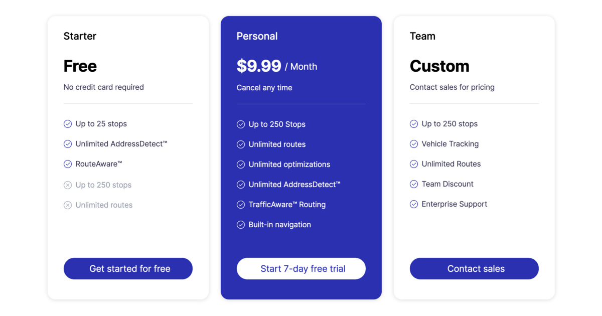 Pricing | Free Route Planner App | Straightaway
