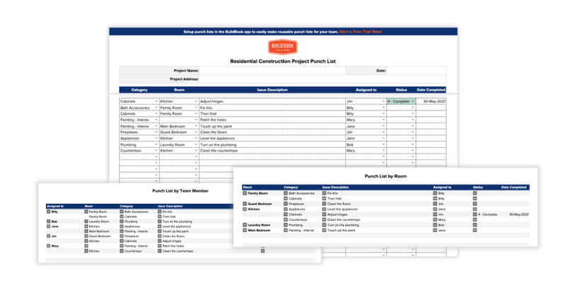 Free Construction Punch List Template | BuildBook