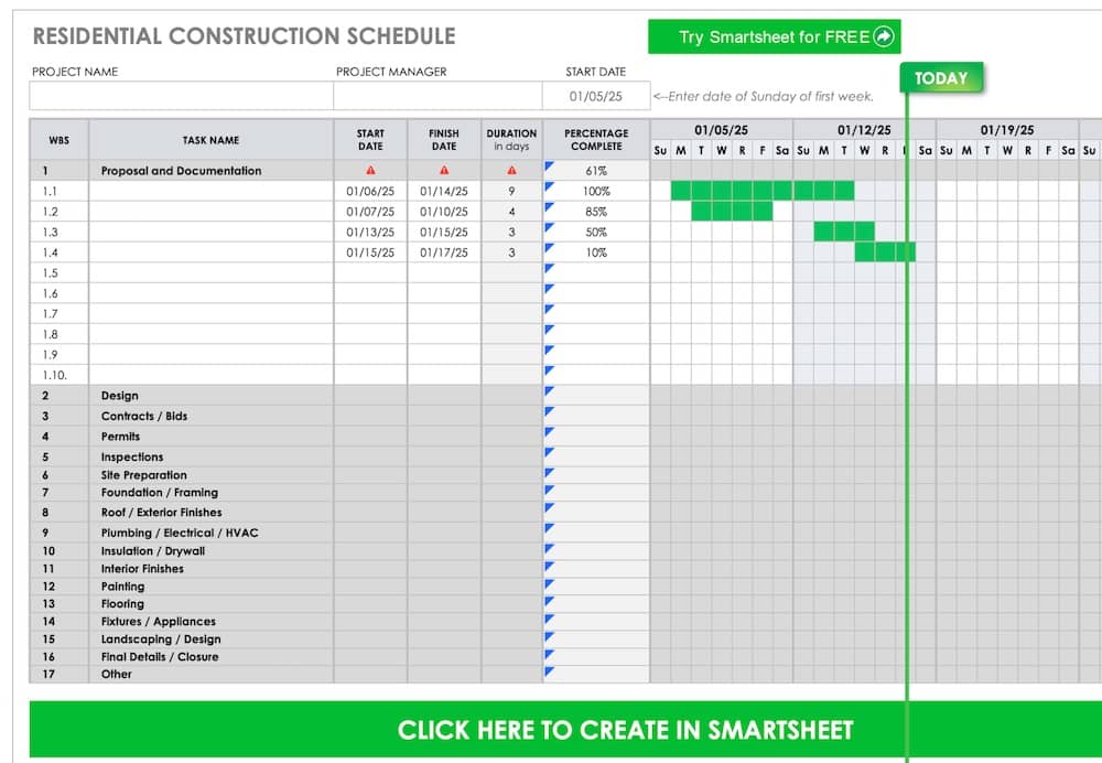 Construction Schedule Template Excel Free