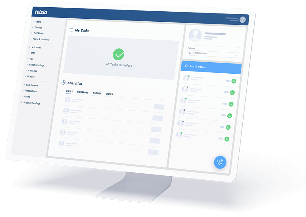 Telzio: Dashboard