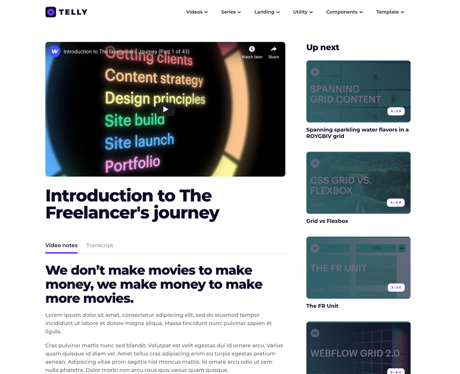 Telly - Webflow HTML website template
