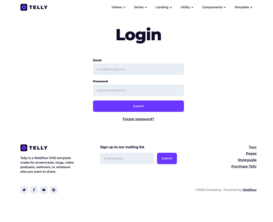 Telly - Webflow HTML website template