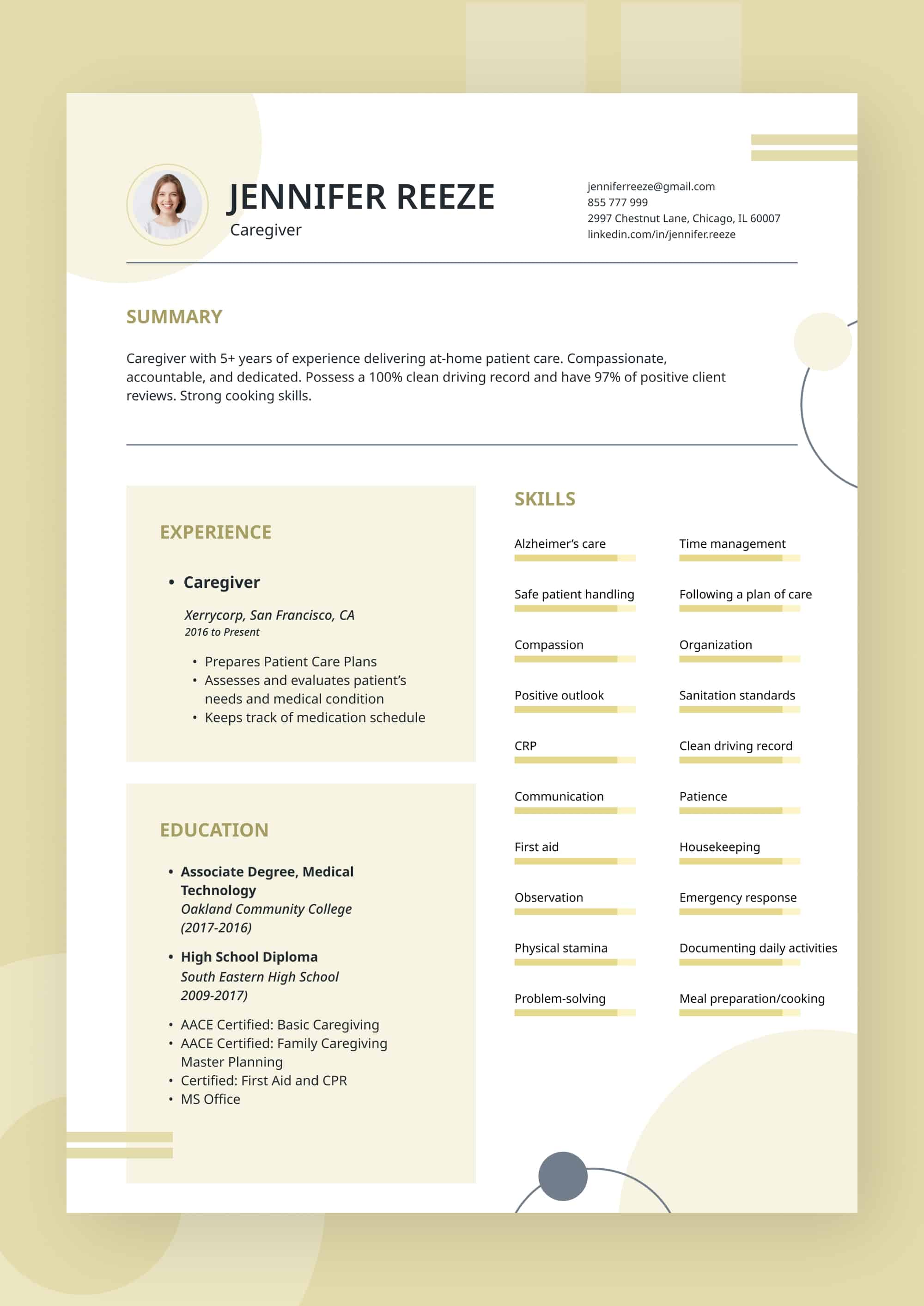 Caregiver Resume Sample and Tips | SkillHub