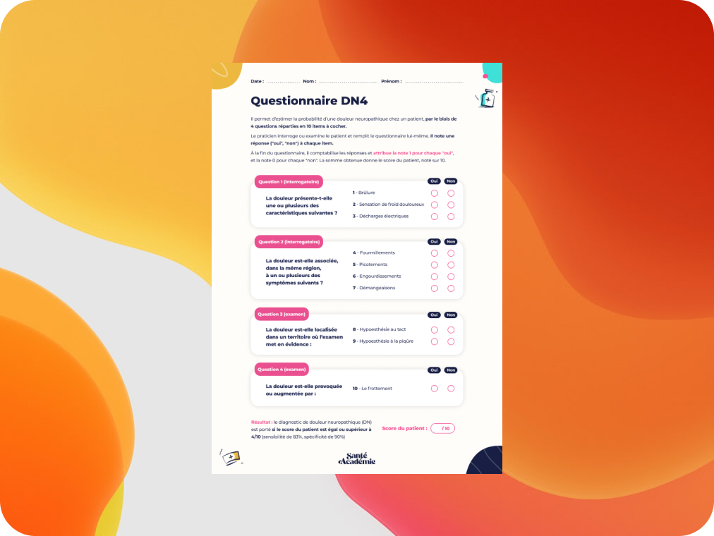 Questionnaire DN4 Douleur Neuropathique - Ressources IDEL