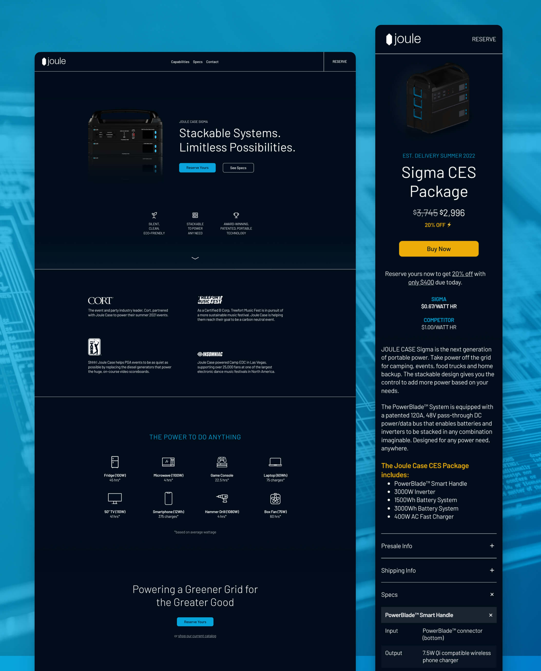 We built a microsite to announce Joule Case Sigma at CES. - Gigantic