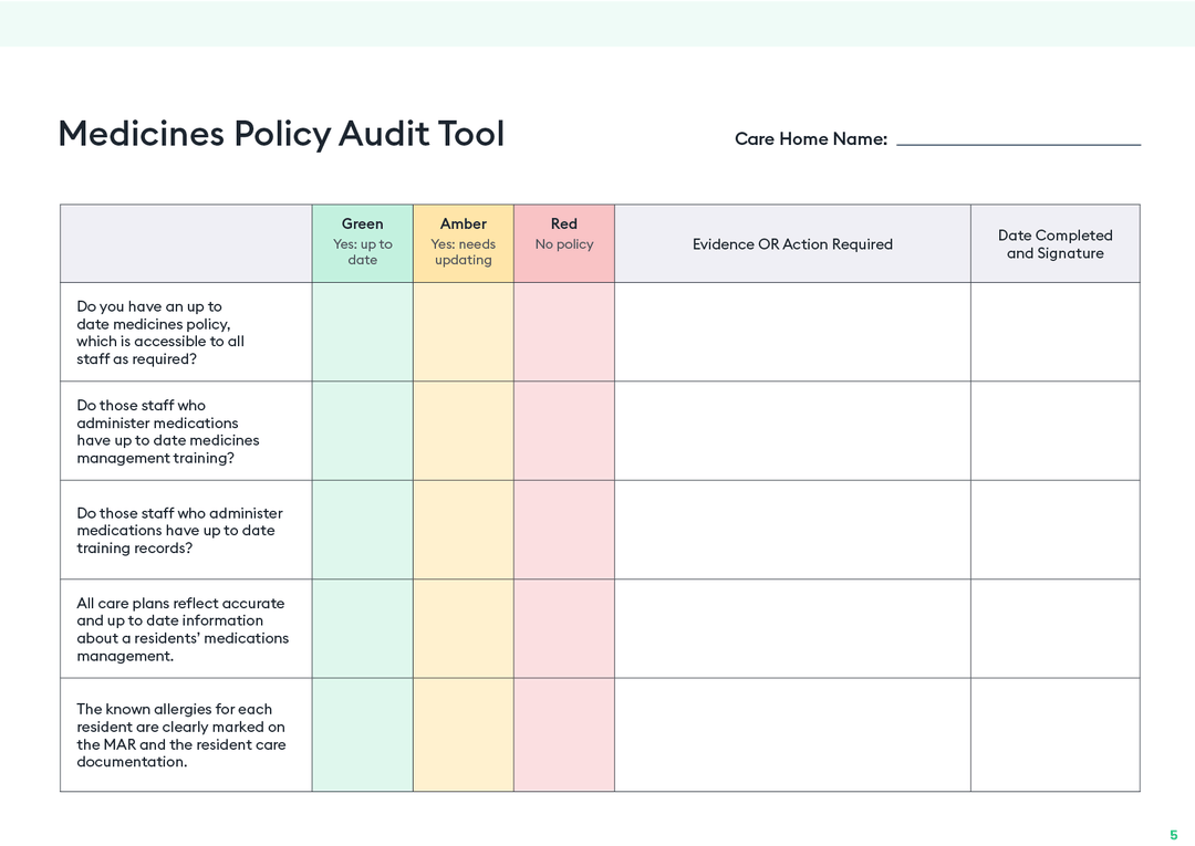 FREE Medication Audit Tool For Care Homes Florence