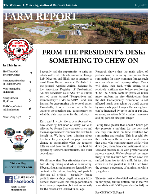 Current & Archived Farm Reports | Miner Institute