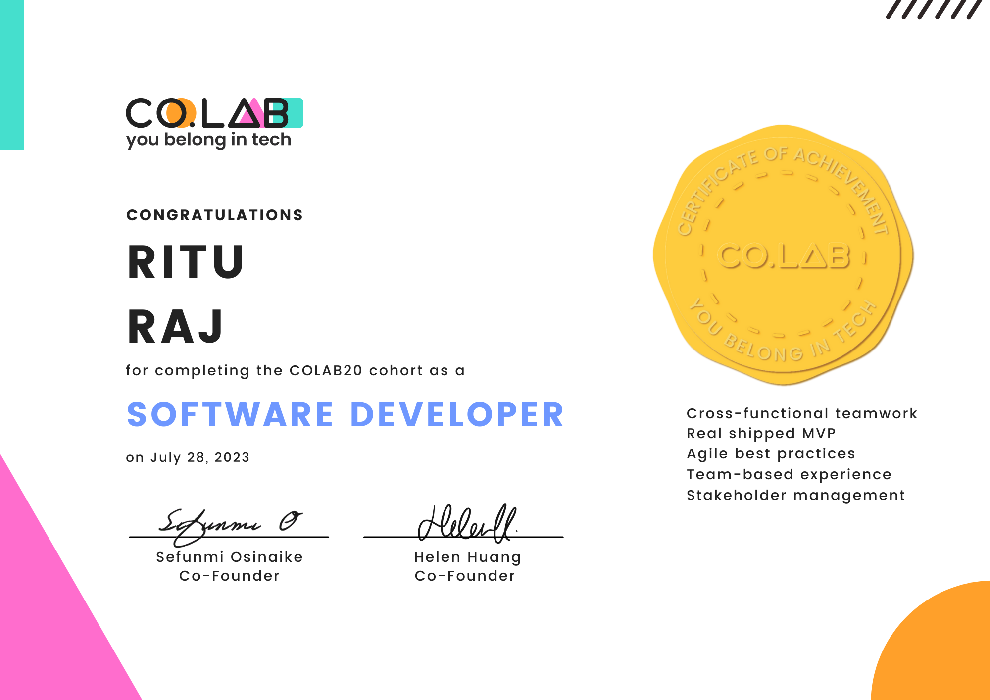 Ritu Raj | Certificate | COLAB20
