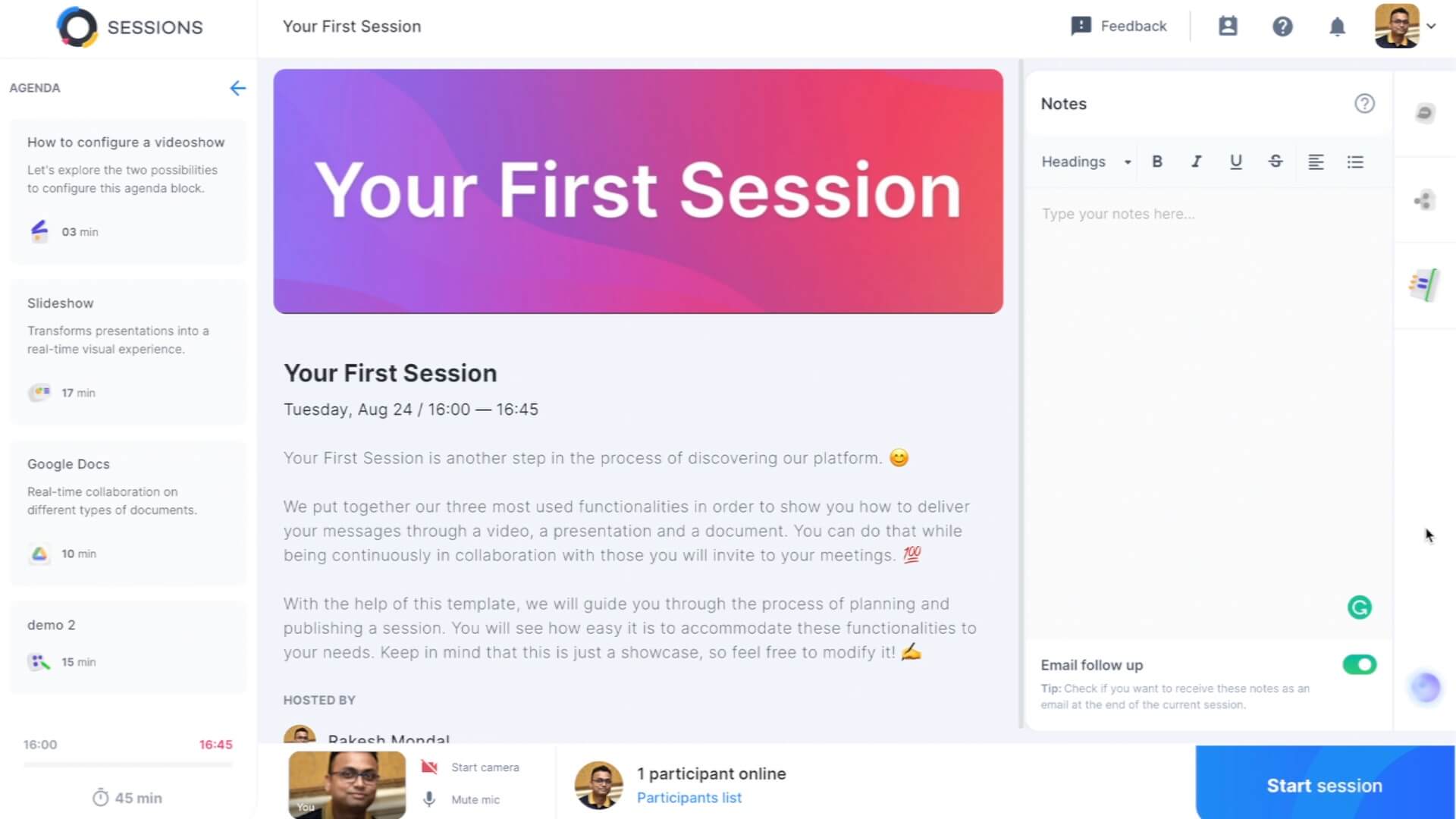 Sessions | UI, UX Design | SaaS | Application Design | saas ui