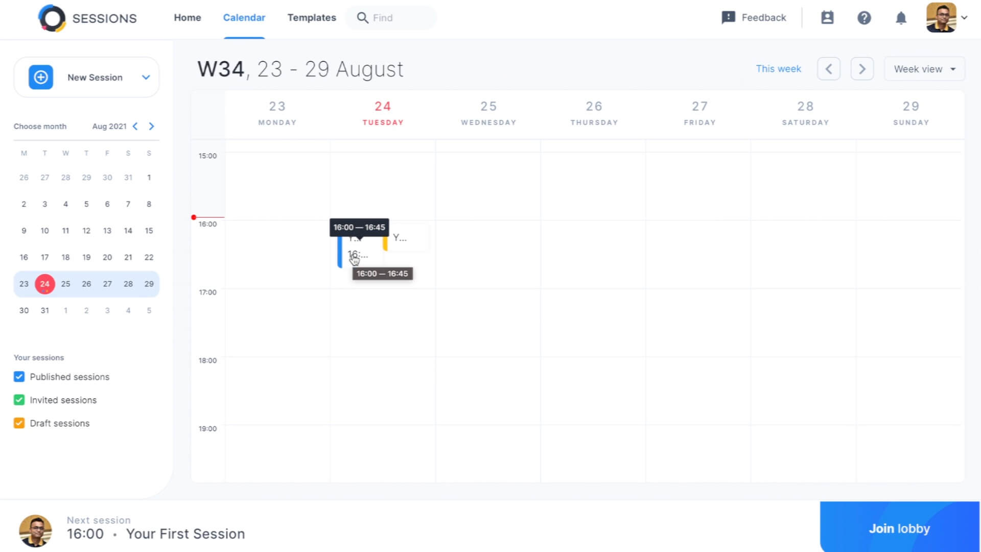 Sessions | UI, UX Design | SaaS | Application Design | saas ui
