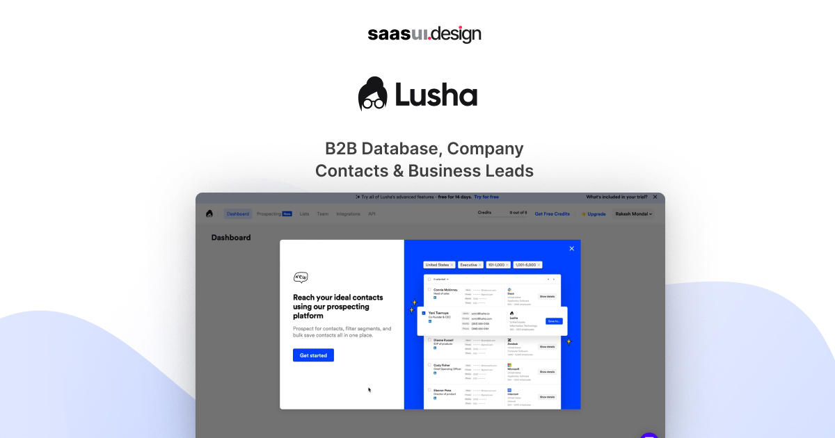 Lusha | UI, UX Design | SaaS | Application Design | saas ui