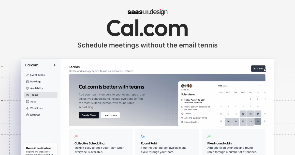 Cal.com | UI, UX Design | SaaS | Application Design | saas ui
