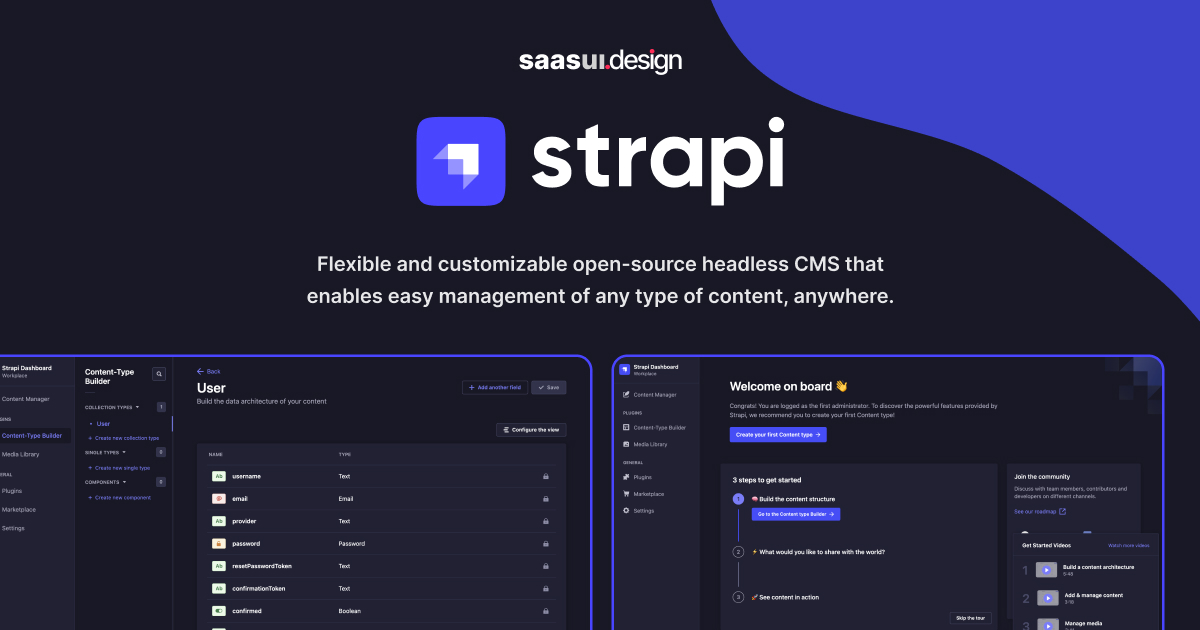 Strapi | UI, UX Design | SaaS | Application Design | saas ui