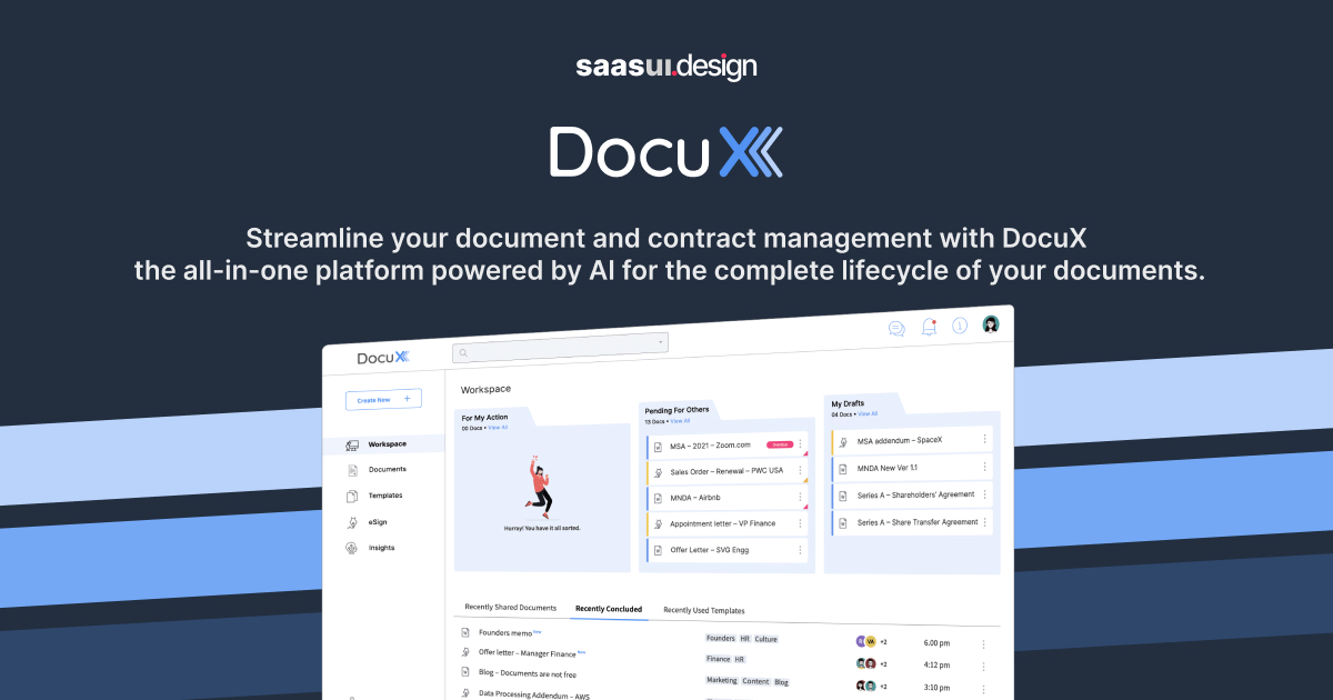 DocuX | UI, UX Design | SaaS | Application Design | saas ui