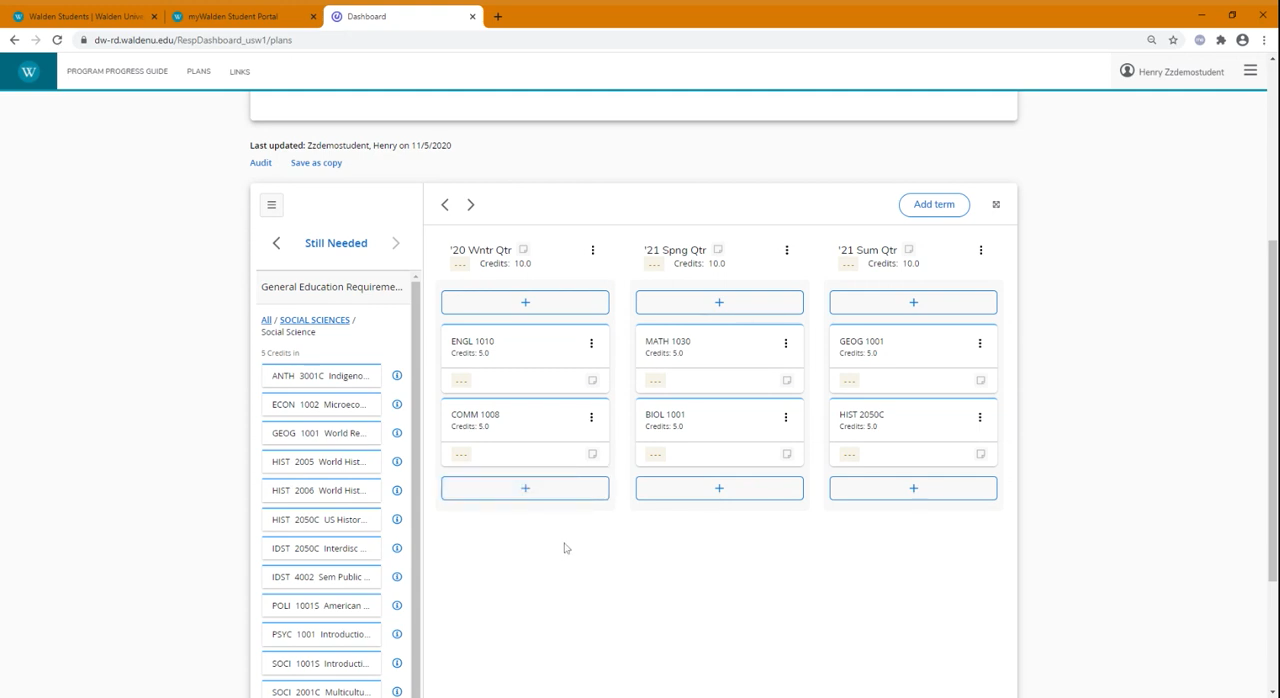 Walden | Degree Works | Student Education Planner