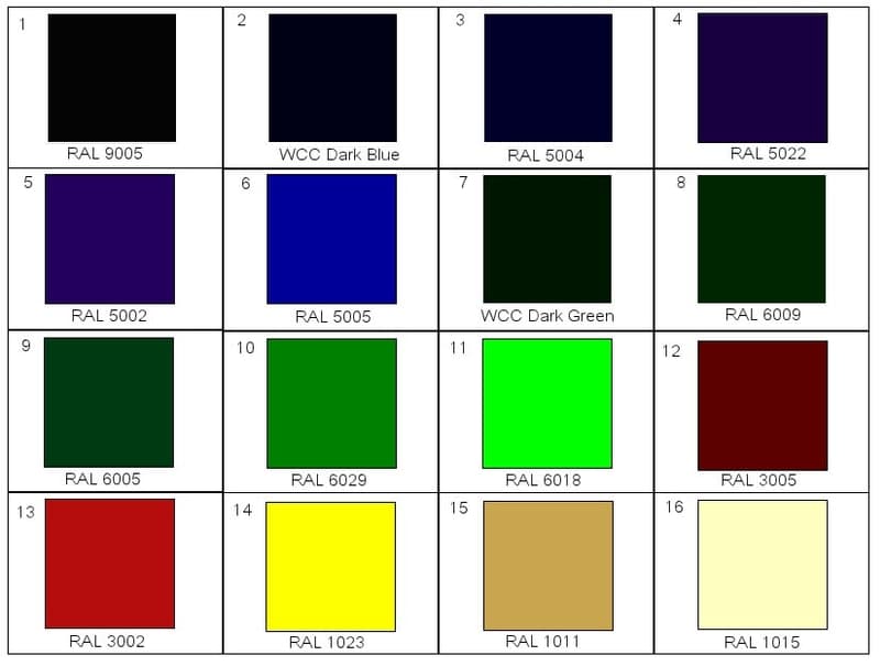 RAL Color Chart | World Class Carriages