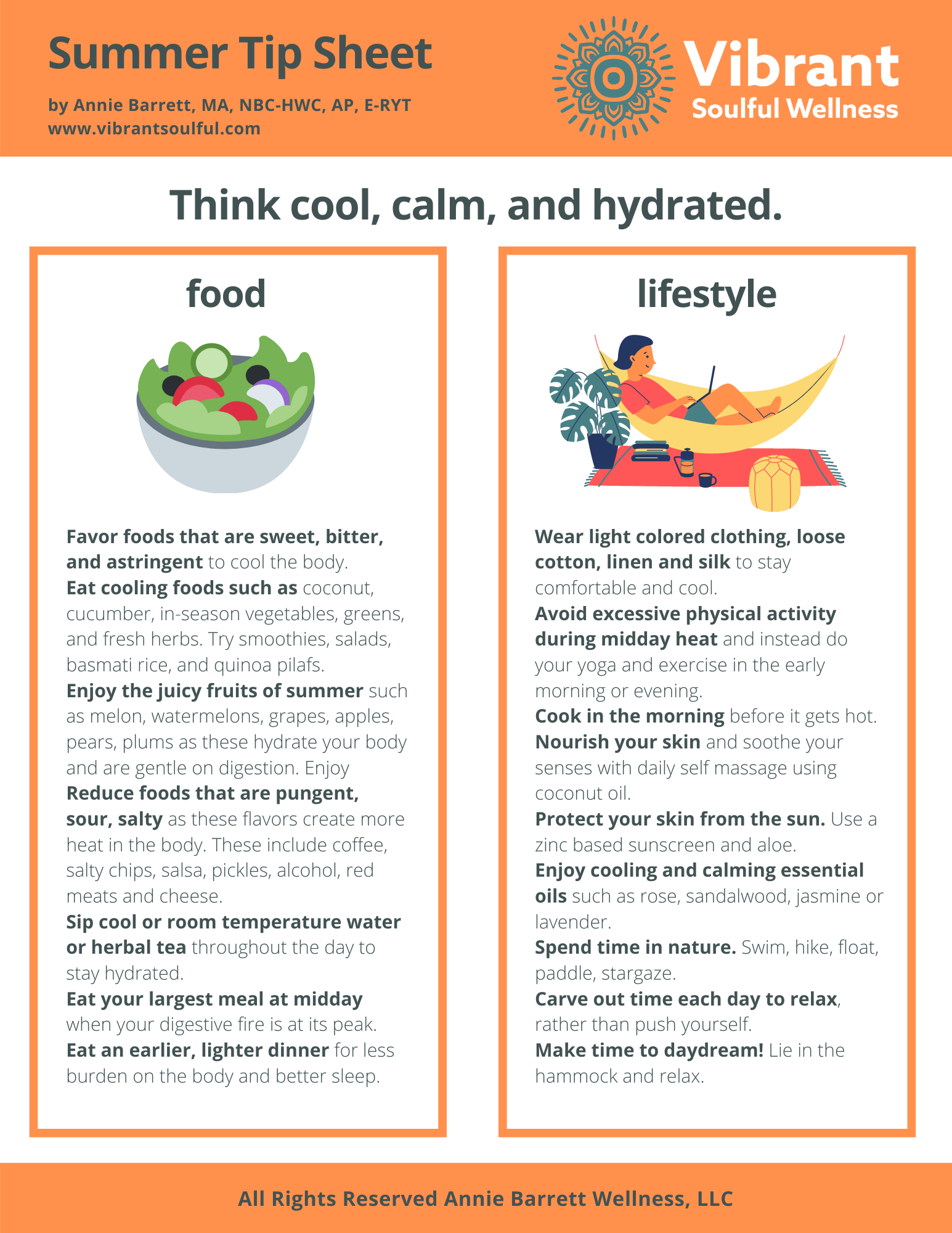 Summer Tip Sheet | Vibrant Soulful Wellness