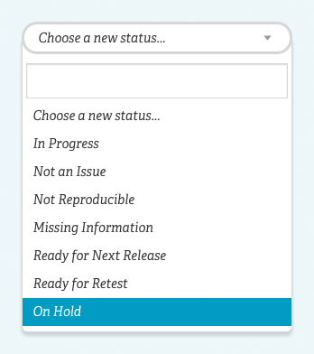 New Status: Putting issues on-hold - DoneDone
