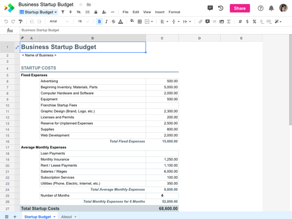 Free Startup Budget Templates Spreadsheet Templates 2022 