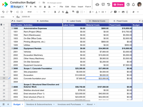 Construction Project Plan Template Spreadsheet Templates