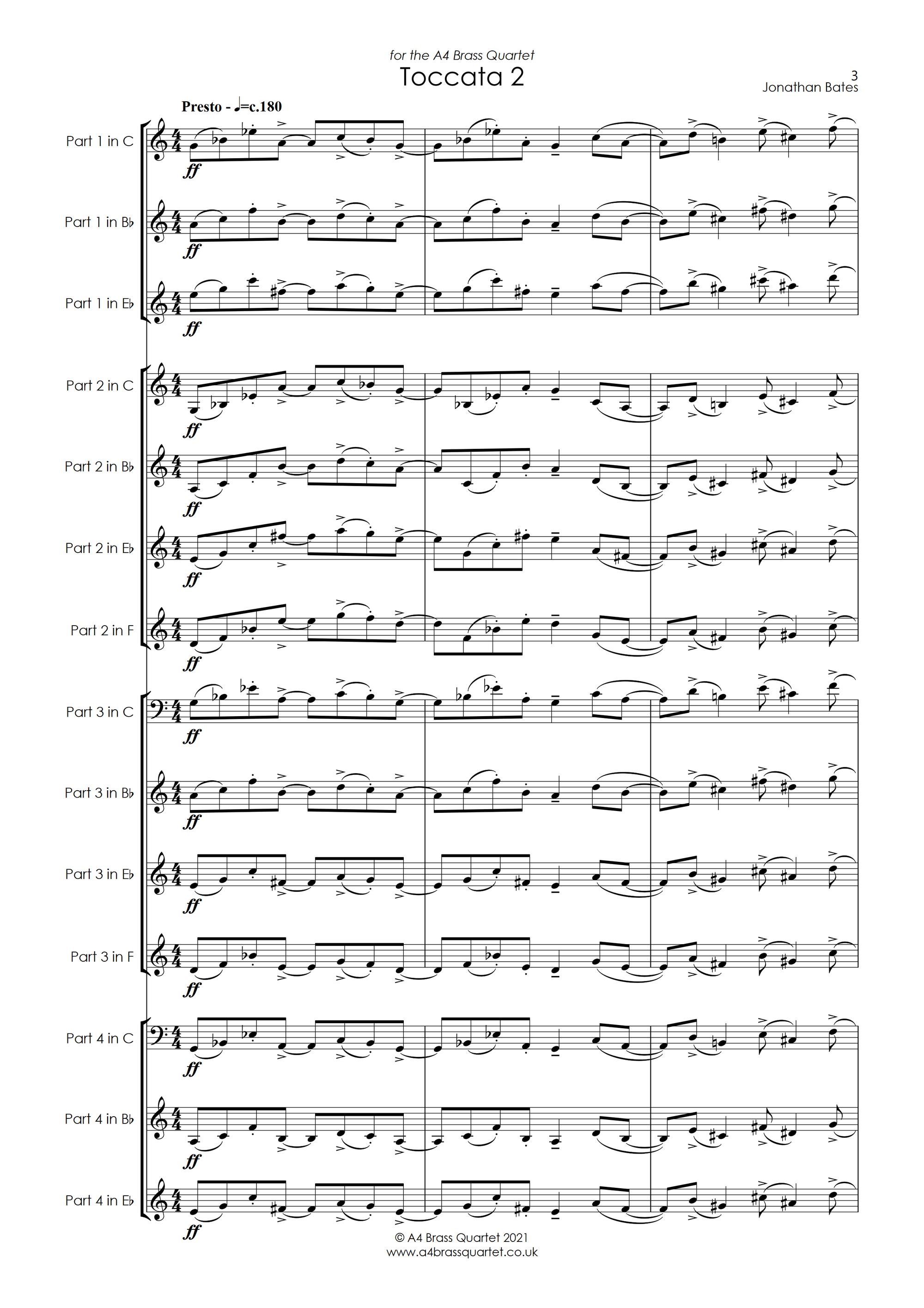 Toccata 2 | Sheet Music | Shop | A4 Brass Quartet
