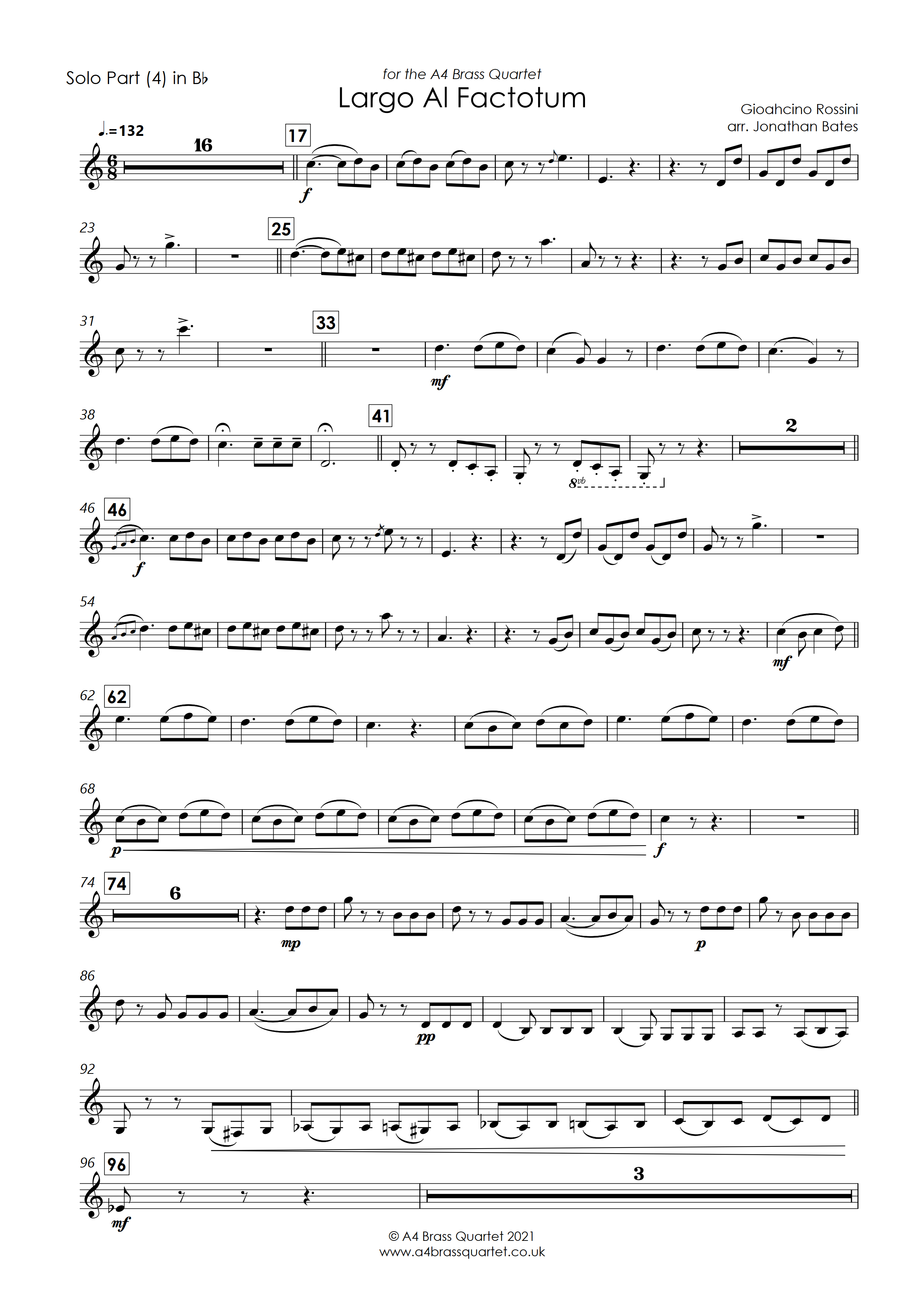 Largo Al Factotum | Sheet Music | Shop | A4 Brass Quartet