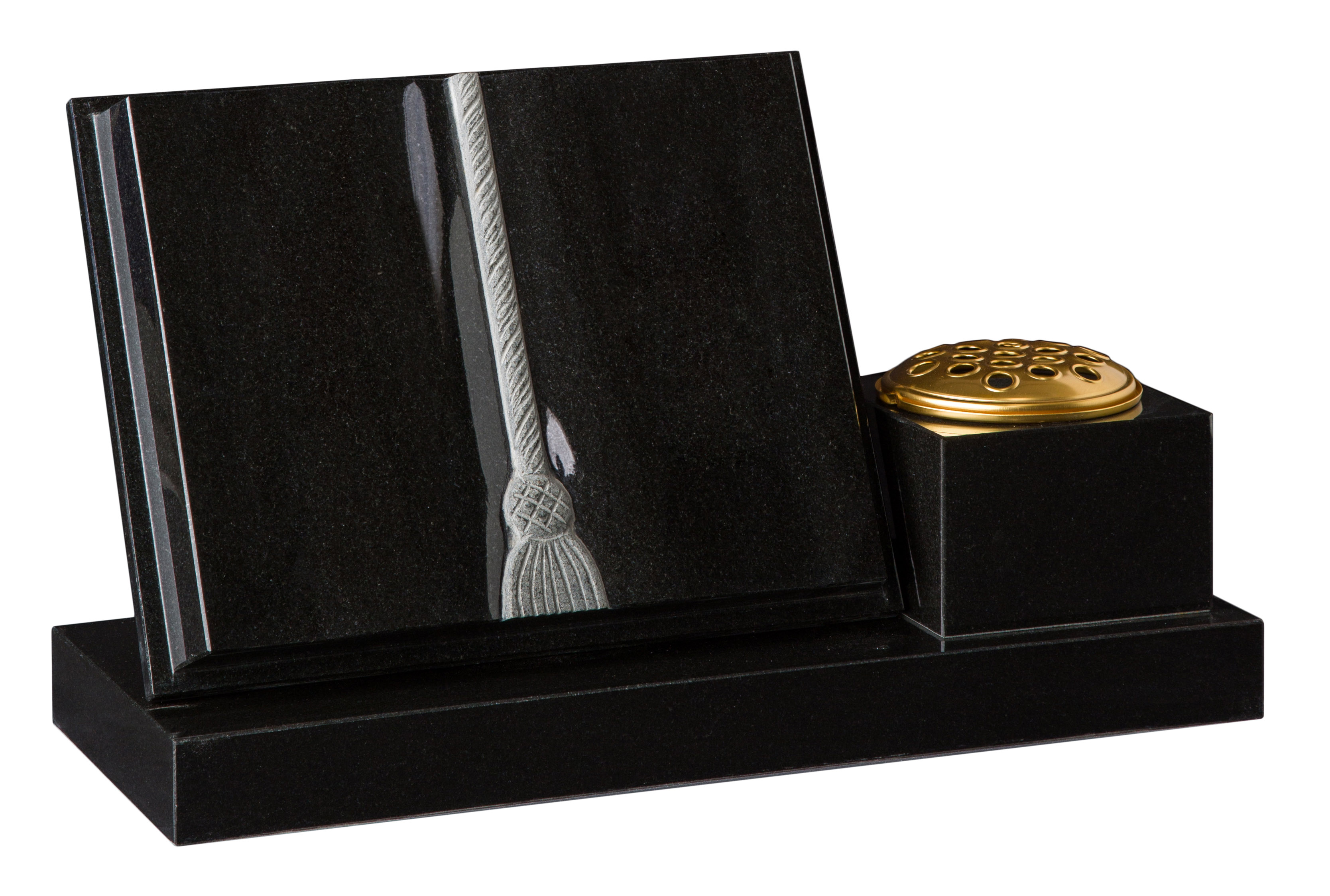 Sloping book cremation stone with cord & tassel by Ross Stonecraft UK ...