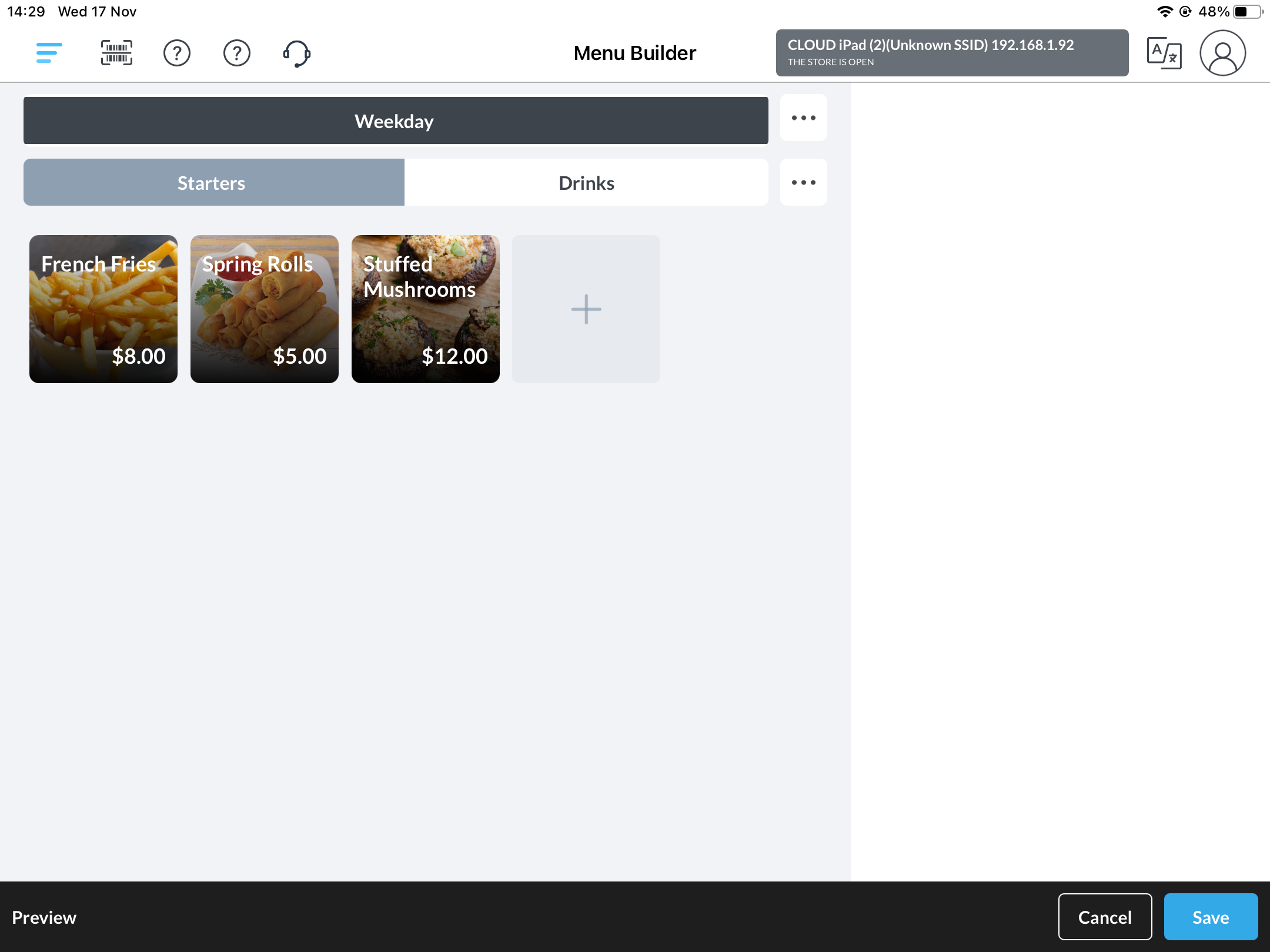 Creating and Managing Menu on POS